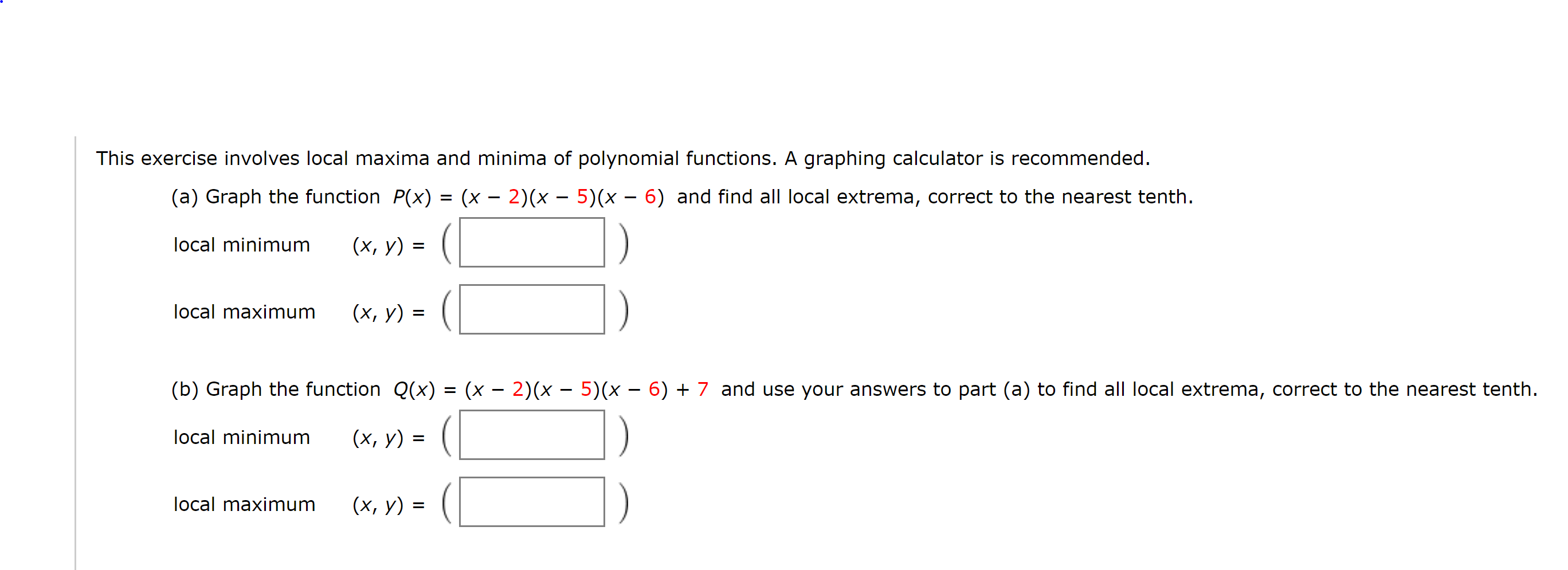 Solved This exercise involves local maxima and minima of | Chegg.com