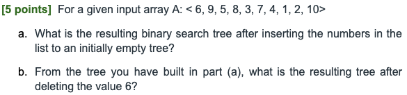 Solved 5 points] For a given input array | Chegg.com