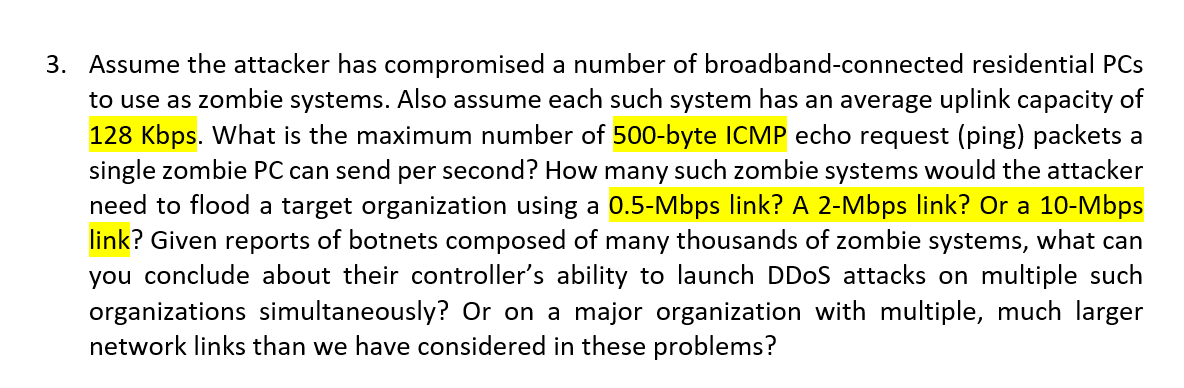 Solved Assume the attacker has compromised a number of | Chegg.com