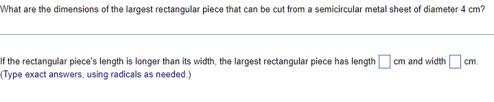 Solved What are the dimensions of the largest rectangular | Chegg.com