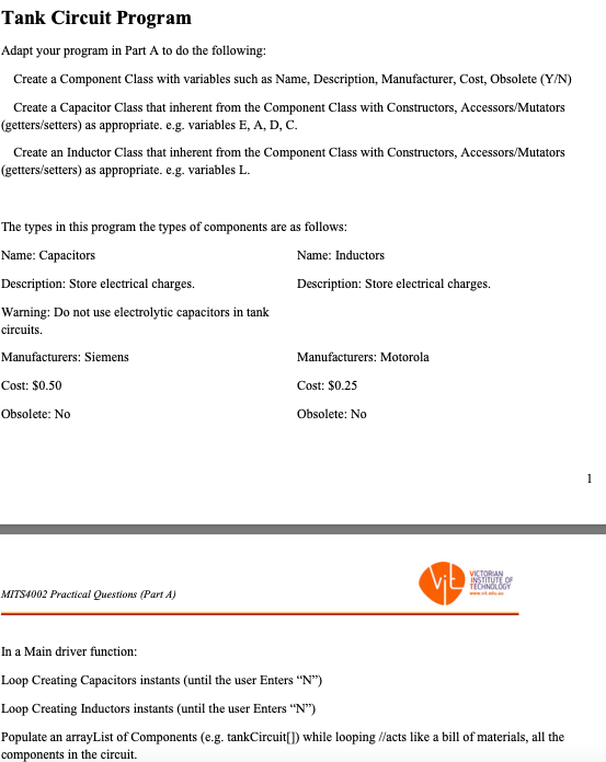 Solved Tank Circuit Program Adapt your program in Part A to | Chegg.com