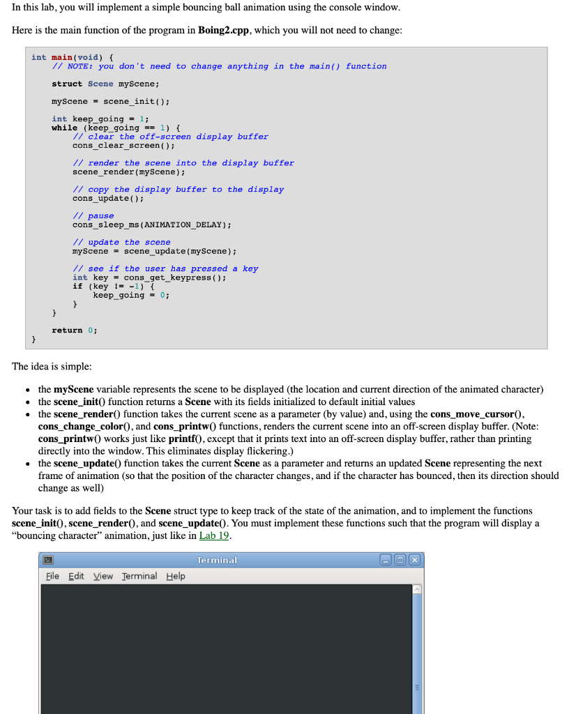 In this lab, you will implement a simple bouncing | Chegg.com