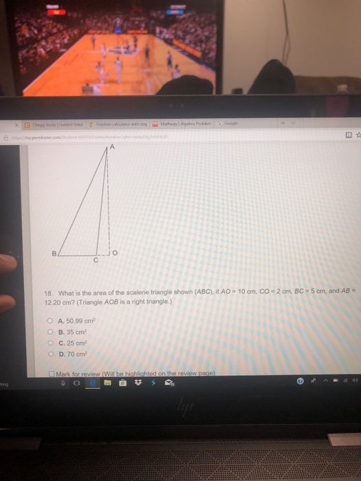 Solved What is the area of the scalene triangle shown | Chegg.com
