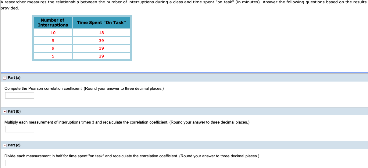 Solved A researcher measures the relationship between the | Chegg.com