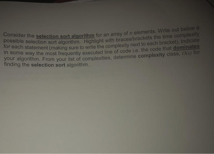 Solved Complexity Class of Algorithms 1. Write in the space | Chegg.com