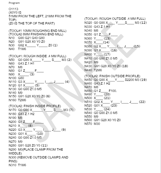 1.- Write a word address program for milling the | Chegg.com