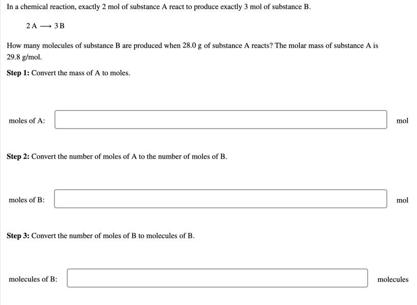 Solved In a chemical reaction, exactly 2 mol of substance A | Chegg.com