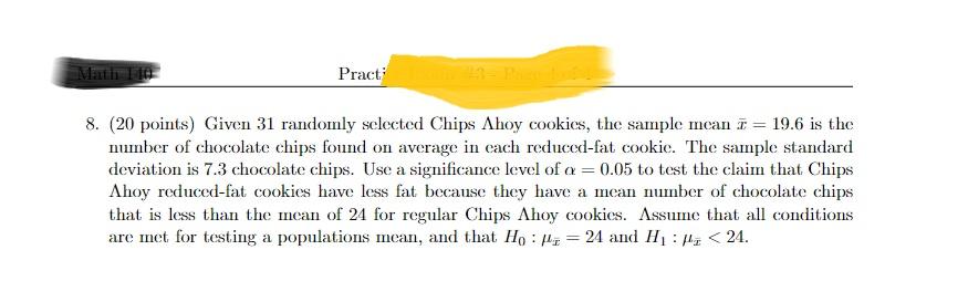 Solved 8. (20 points) Given 31 randomly selected Chips Λ hoy | Chegg.com
