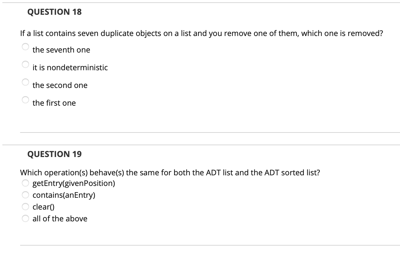 Solved If a list contains seven duplicate objects on a list | Chegg.com
