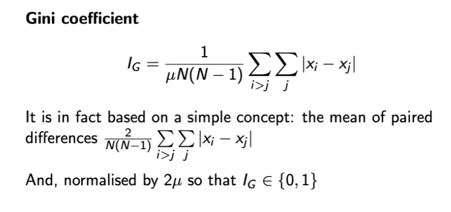 Solved Gini coefficientIG=1μN(N-1)∑i>j?∑j?|xi-xj|It is in | Chegg.com