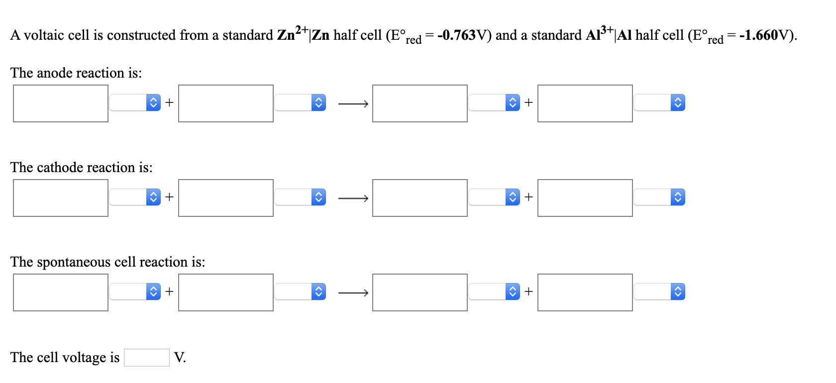 Solved A voltaic cell is constructed from a standard Zn2+|Zn | Chegg.com