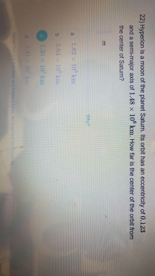 Solved 22) Hyperion is a moon of the planet Saturn. Its | Chegg.com