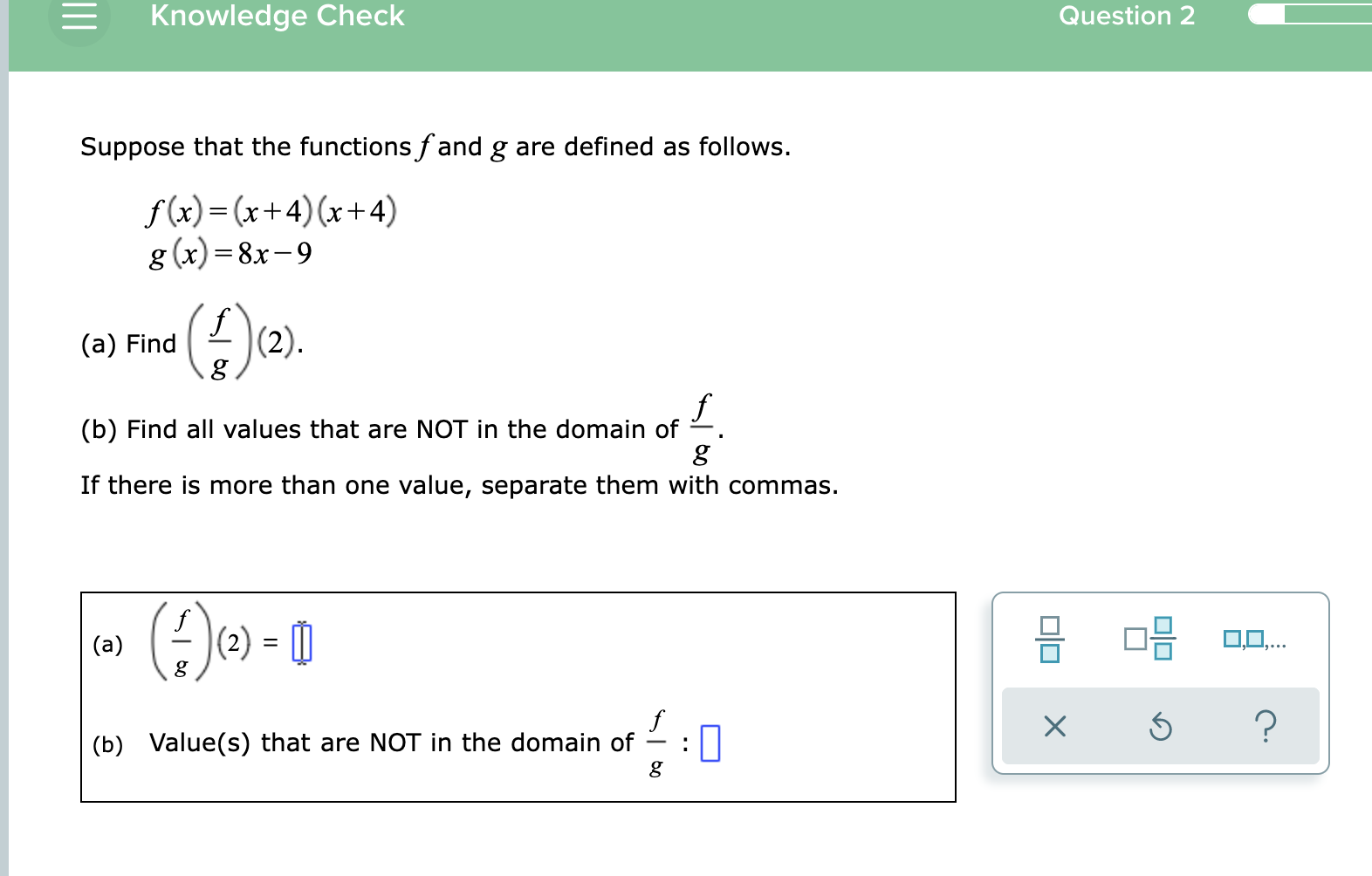 Solved Knowledge Check Question 2 Suppose that the functions | Chegg.com