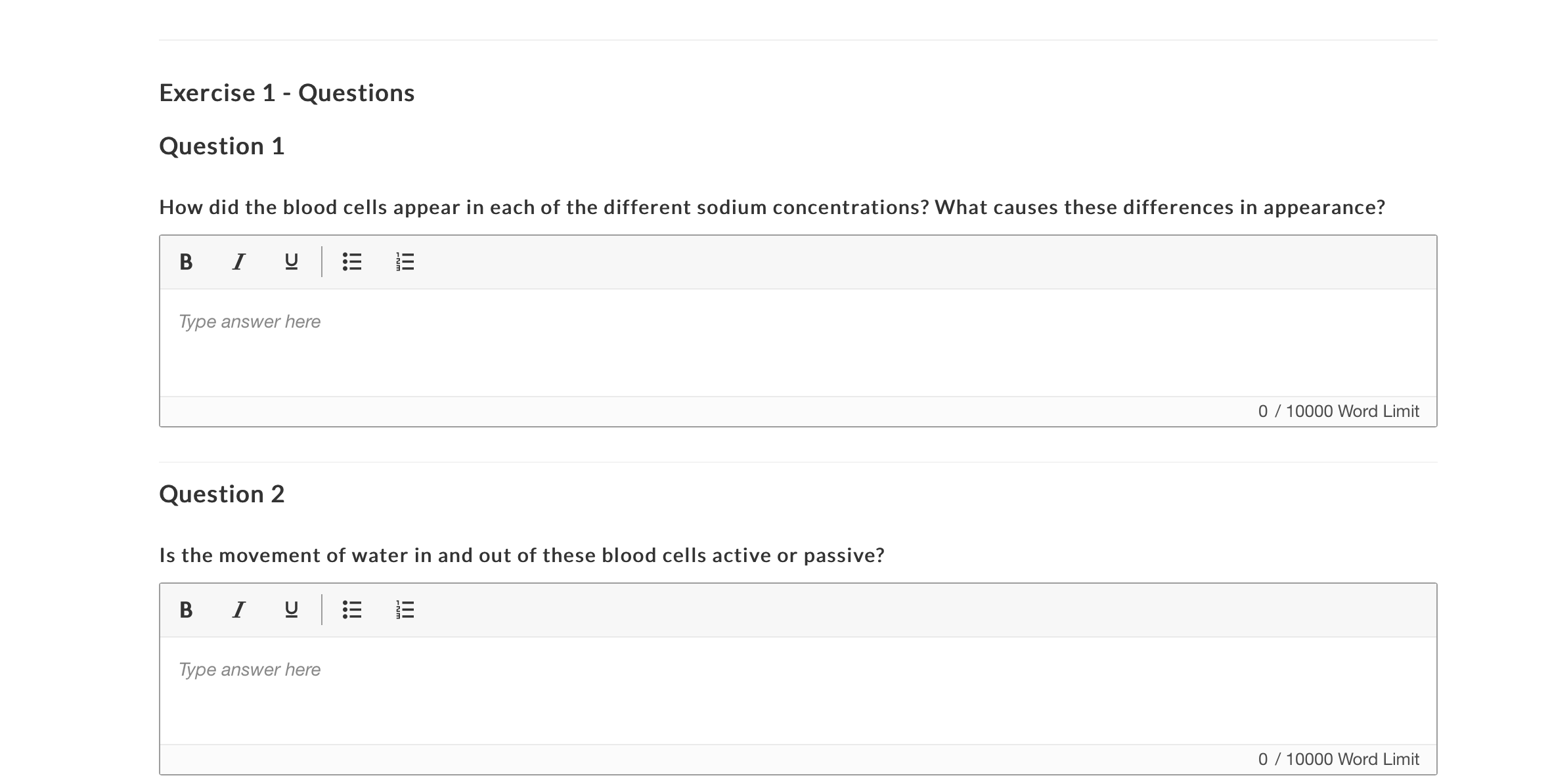 Solved Exercise 1 Observation of Osmosis in Red Blood Cells | Chegg.com