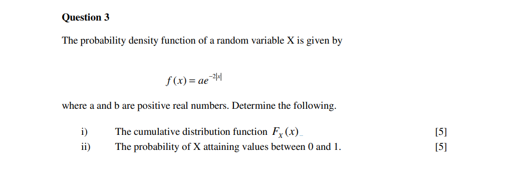 Solved Question 3The probability density function of a | Chegg.com
