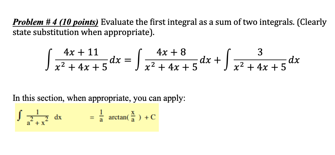 Solved Problem \# 4 (10 points) Evaluate the first integral | Chegg.com