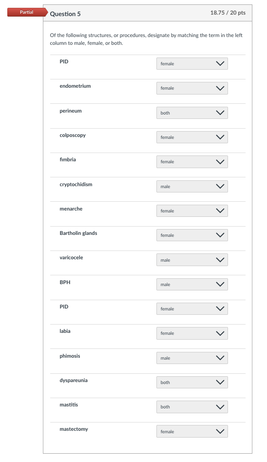 Solved Of the following structures, or procedures, designate | Chegg.com