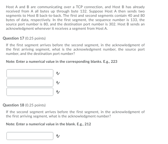 Solved Host A And B Are Communicating Over A Tcp Connection