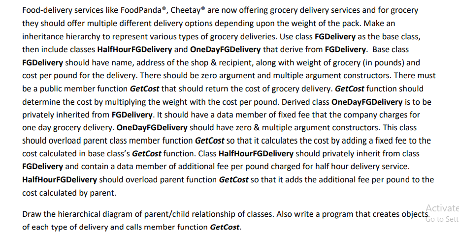 Solved Food-delivery services like FoodPanda®, Cheetay® are | Chegg.com