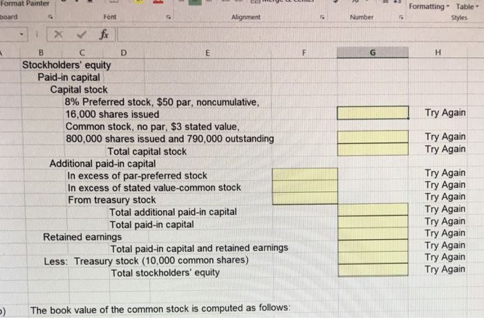 Solved 1-78 Prepare stockholders' equity section compute | Chegg.com
