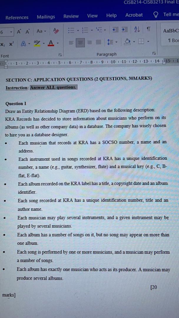 Solved CISB214-CISB3213 Final E References Mailings Review | Chegg.com