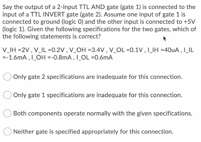 Solved Say the output of a 2-input TTL AND gate (gate 1) is | Chegg.com