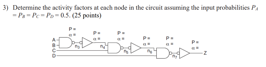 Solved Determine the activity factors at each node in the | Chegg.com