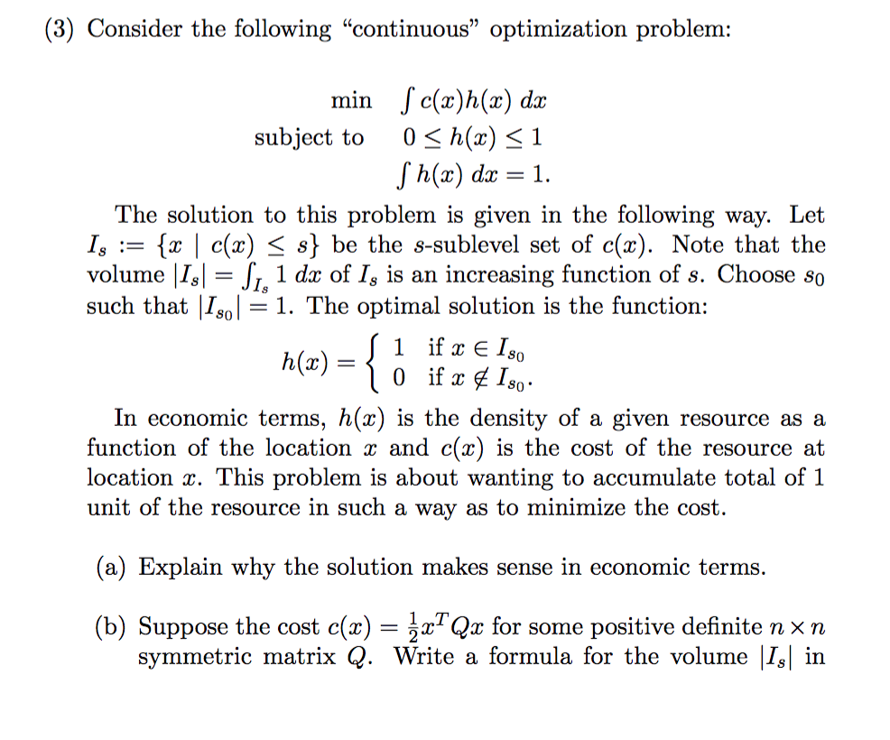 (3) Consider the following “continuous” optimization | Chegg.com