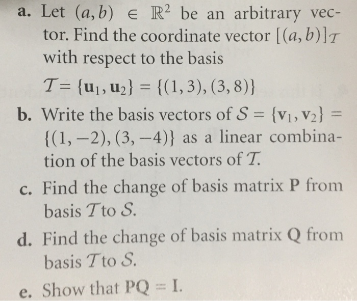 Solved a. Let (a, b) e R2 be an arbitrary vec- tor. Find the | Chegg.com
