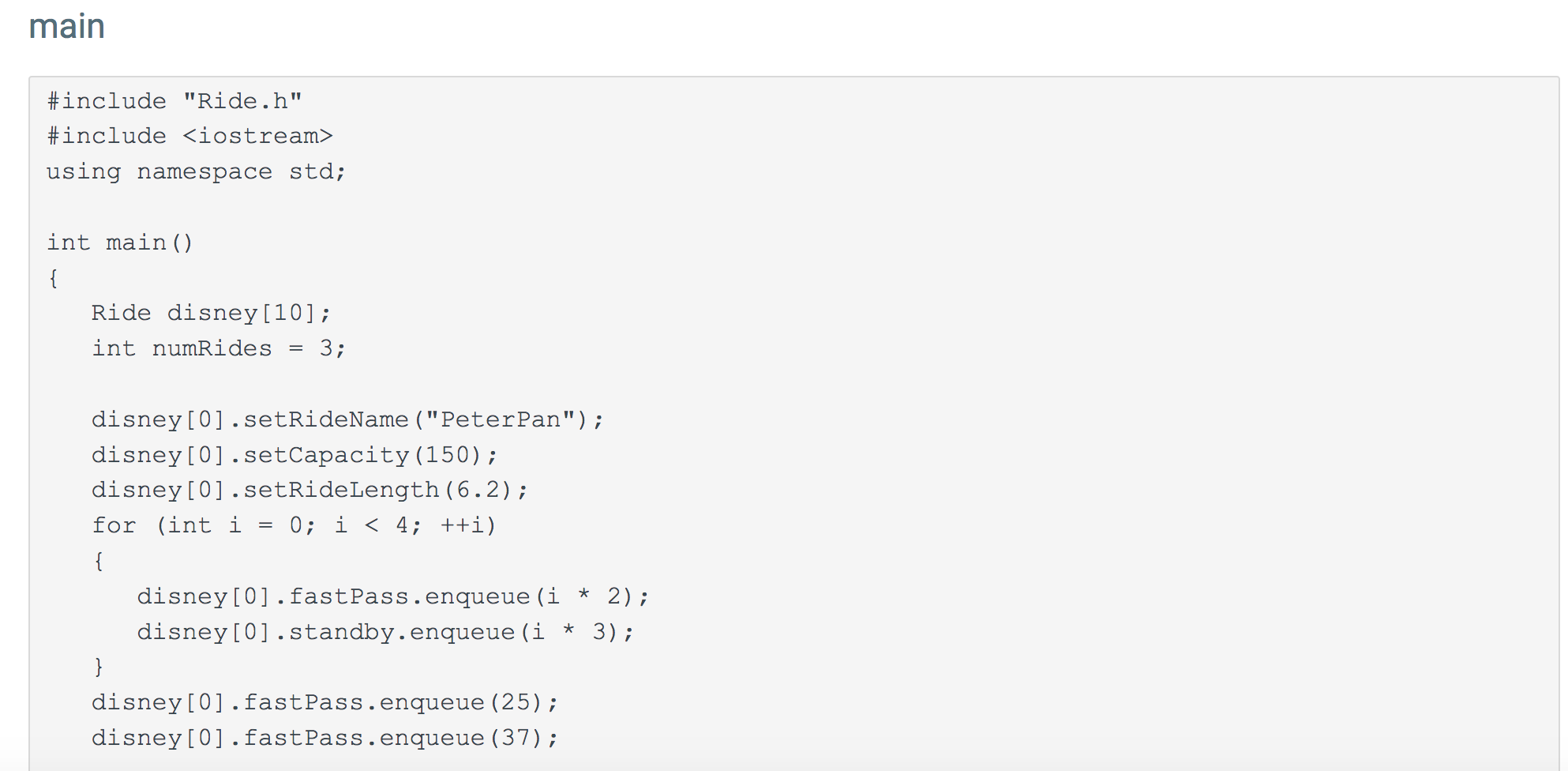 main #include "Ride.h" #include using namespace std; | Chegg.com