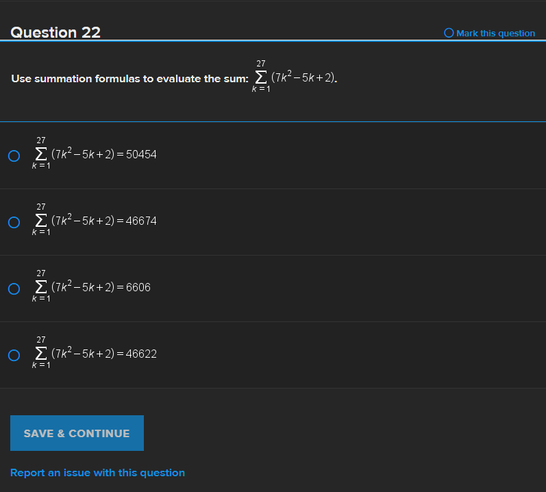 Solved Use summation formulas to evaluate the sum: | Chegg.com