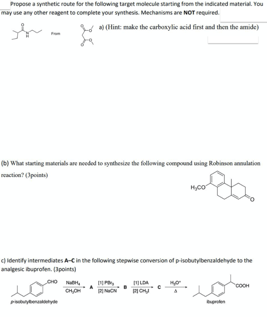 Solved Propose a synthetic route for the following target | Chegg.com