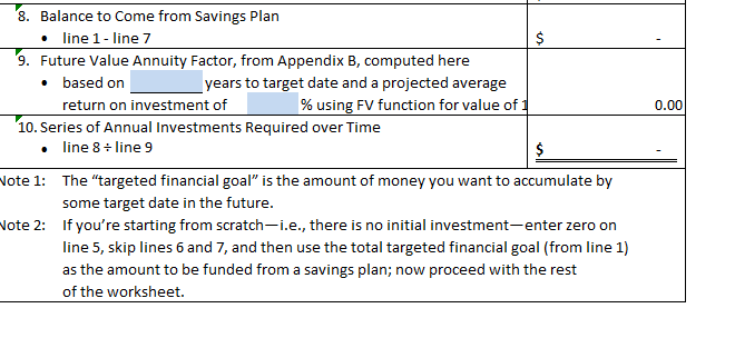 Solved Amount to invest to meet objectives. Use Worksheet | Chegg.com