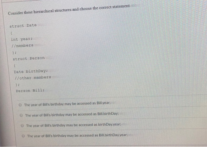 Solved Consider The Class And Struct Definitions Below And