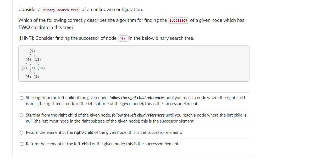 Solved Consider A Binary Search Tree Of An Unknown 0426
