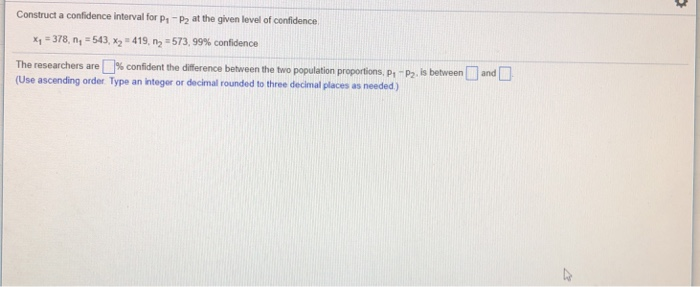 Solved Construct a confidence interval for py -P2 at the | Chegg.com