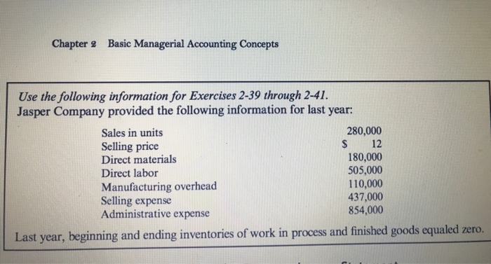 Solved Chapter 2 Basic Managerial Accounting Concepts Use | Chegg.com