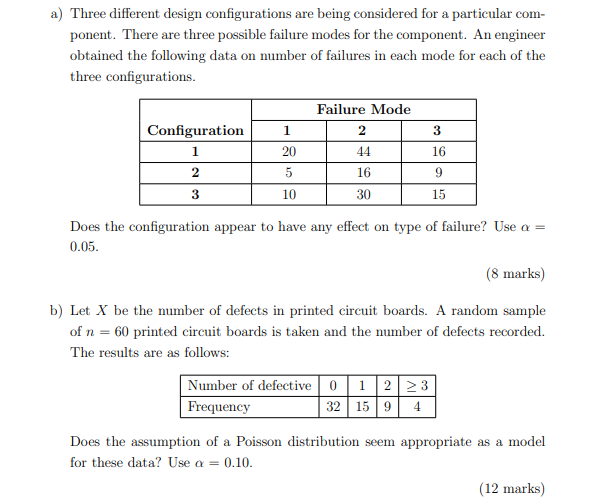 Solved a) Three different design configurations are being | Chegg.com