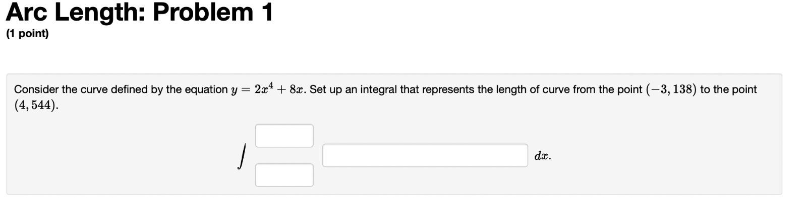Solved Arc Length: Problem 1 Consider the curve defined by | Chegg.com