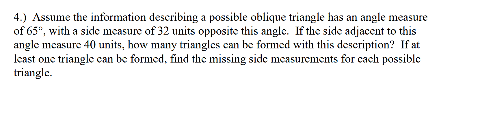 Solved 4.) Assume the information describing a possible | Chegg.com