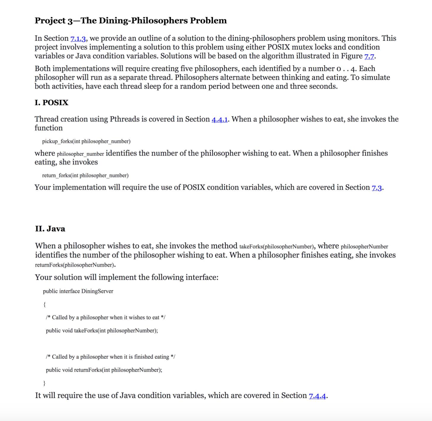 Project 3–The Dining-Philosophers Problem In Section | Chegg.com