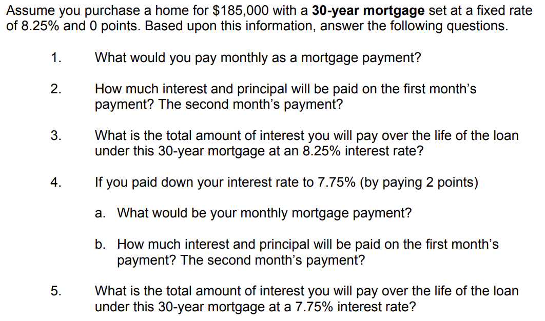 Solved Assume You Purchase A Home For 185 000 With A Chegg solved-assume-you-purchase-a-home-for-185-000-with-a-chegg