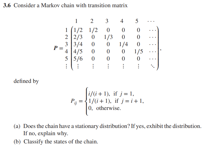 Solved 3.6 Consider a Markov chain with transition matrix | Chegg.com