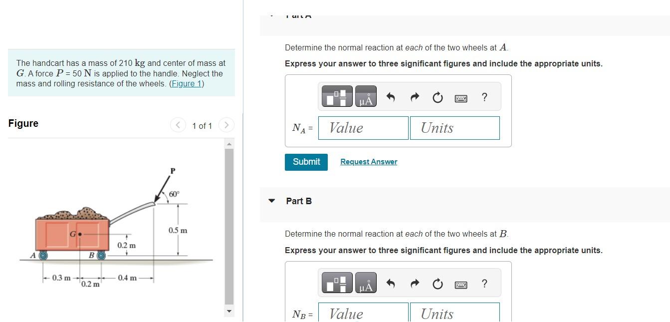 Solved Determine the normal reaction at each of the two | Chegg.com