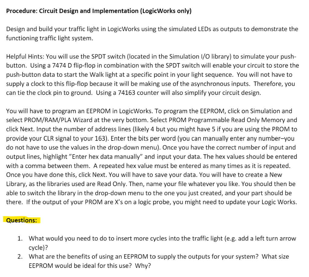 Objective: To design and simulate a traffic light | Chegg.com