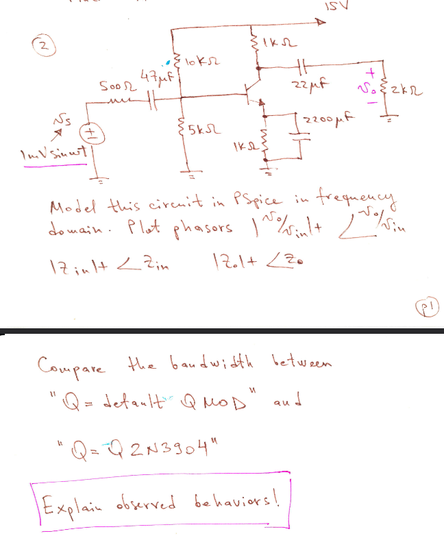 Model this circmit in PSpice in frequency domain. | Chegg.com
