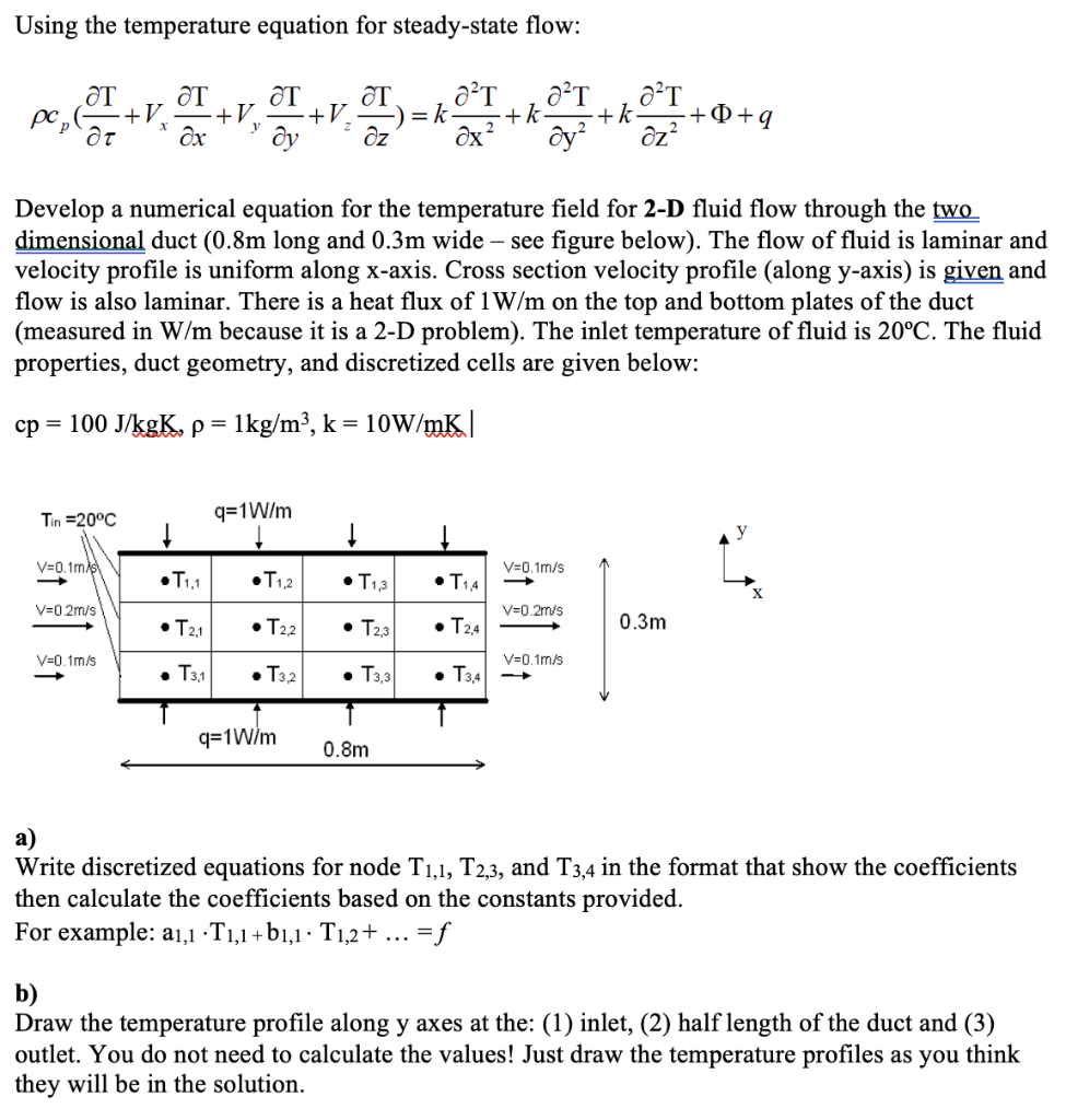 Using the temperature equation for steady-state flow: | Chegg.com