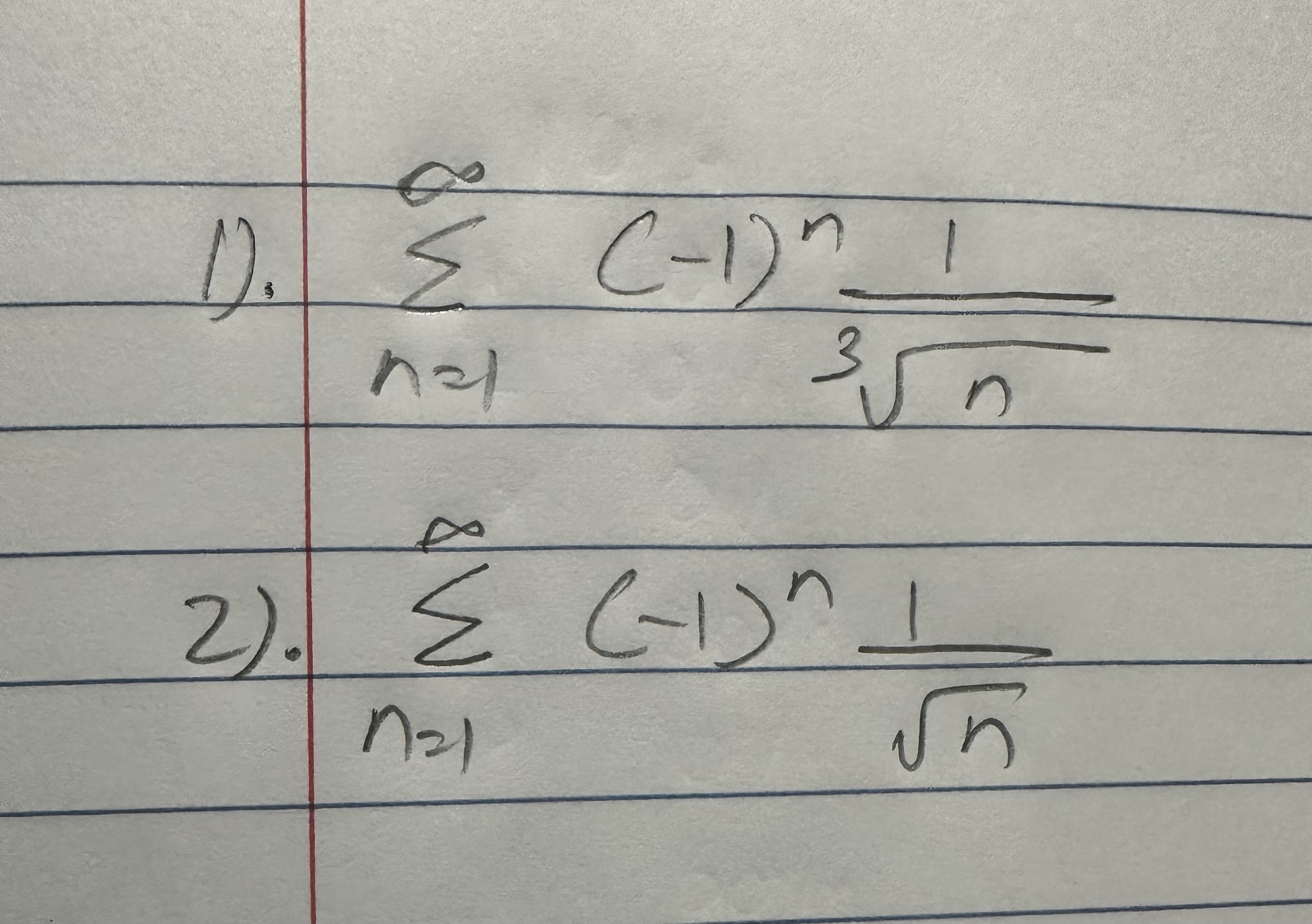 Solved ∑n=1∞(−1)n3n1∑n=1∞(−1)nn1 | Chegg.com
