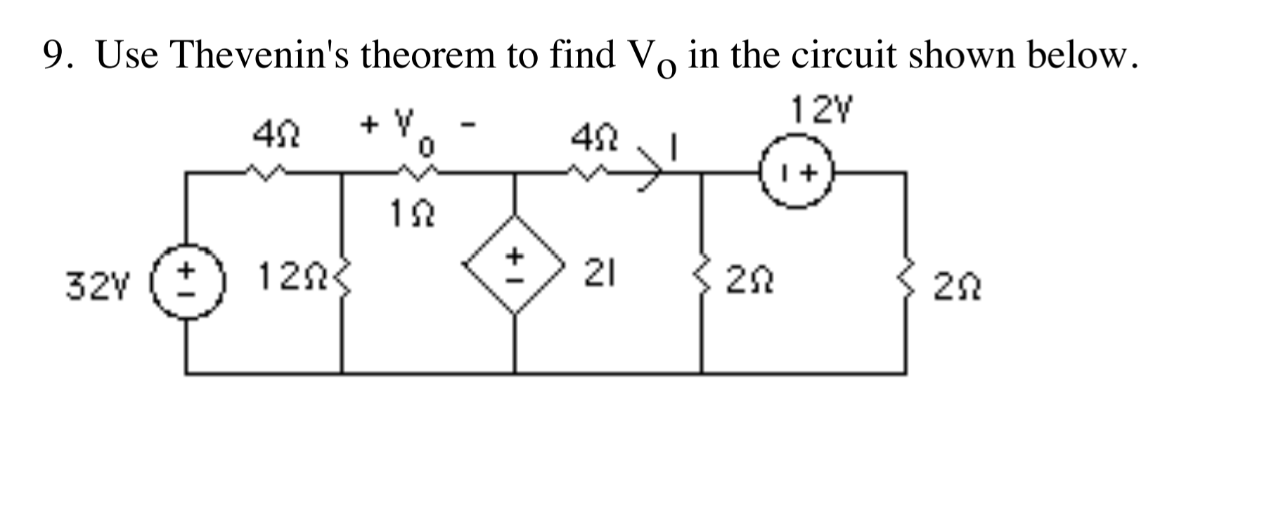 Solved 9. Use Thevenin's theorem to find VO in the circuit | Chegg.com