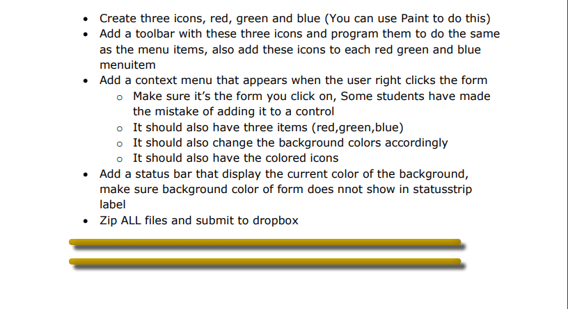 .Net - Visual Basic/C# Lab Menus and Toolbars Lab - | Chegg.com